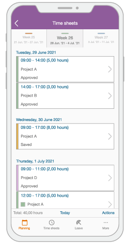Mobile planning app - for iOS and Android - Timewax